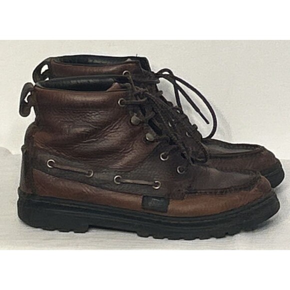 Justin Boots | Shoes | Justin Chukka Boots Brown Leather Laceup Moc Toe ...